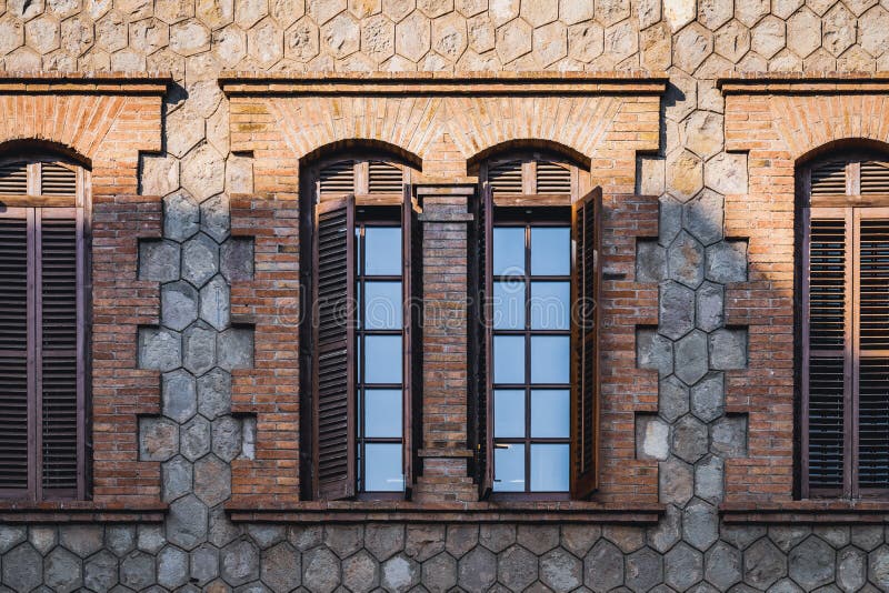 Windows with Shutters of an Old Restored Industrial Factory Stock Image ...