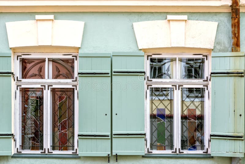 Windows with shutters stock photo. Image of decor, rectangular - 155242354