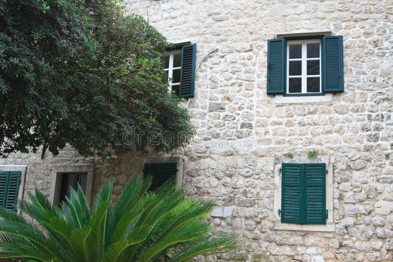 Windows with Shutters in the Two-story House Stock Photo - Image of ...