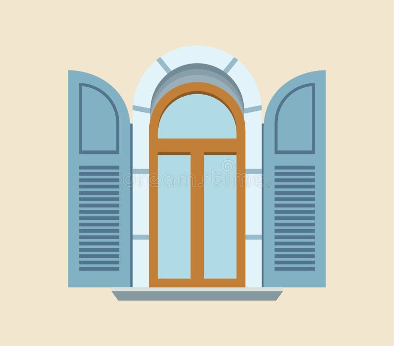 Windows Shutters. Vector Illustration. Window Close-up with Arch ...