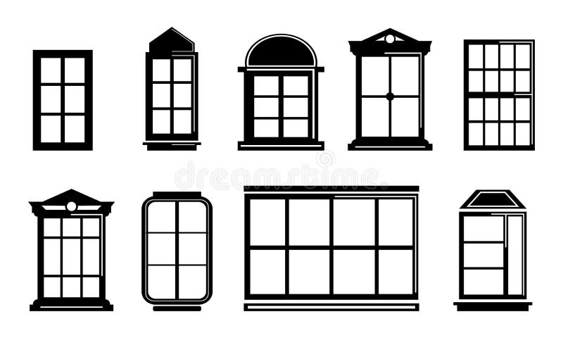 Window Icon Set Symbol in Outline Flat Style. Windows Outline ...