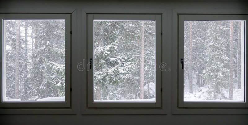 Empty Room with View Windows Stock Photo - Image of molding, elegant ...