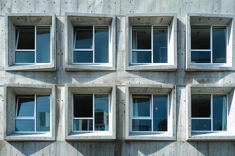 The Windows on Some Concrete Buildings Look Interesting in Their White ...