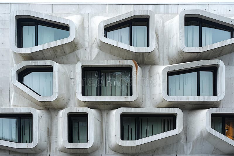 The Windows on Some Concrete Buildings Look Interesting in Their White ...