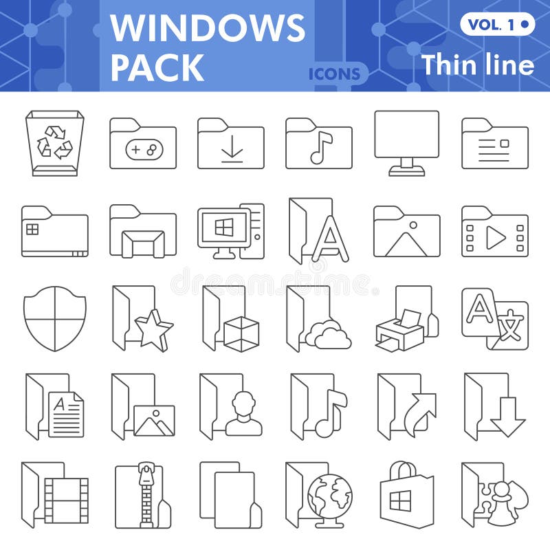 Windows System Collection or Sketches, Windows Pack Theme Bar in Thin ...