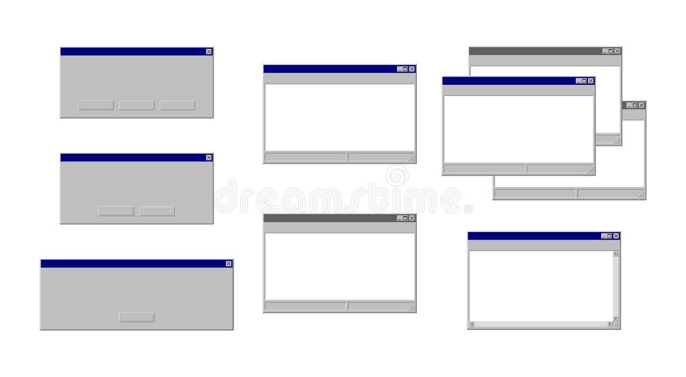 Windows System Message Templates. Retro 90s PC Interface. Vector Set of ...