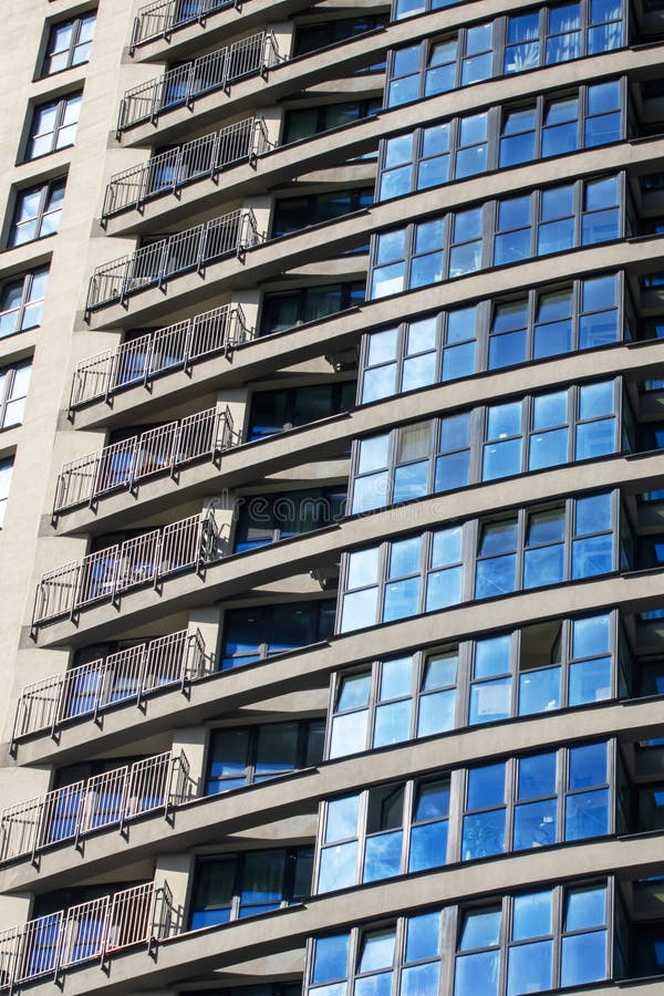 Windows of a Tall Modern Building Closeup Stock Image - Image of ...
