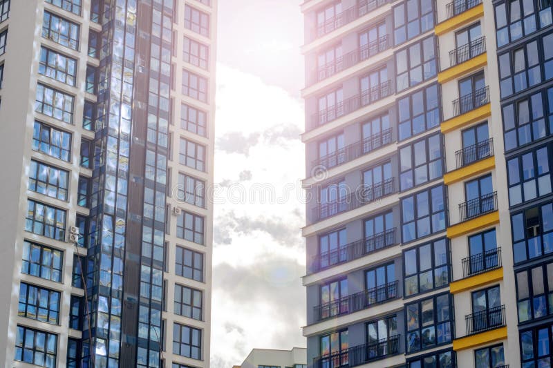 Windows of a Tall Modern Building Closeup Stock Image - Image of city ...