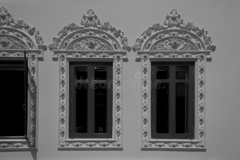 The Windows of the Temple are Decorated with Stucco Designs.in Bangkok ...