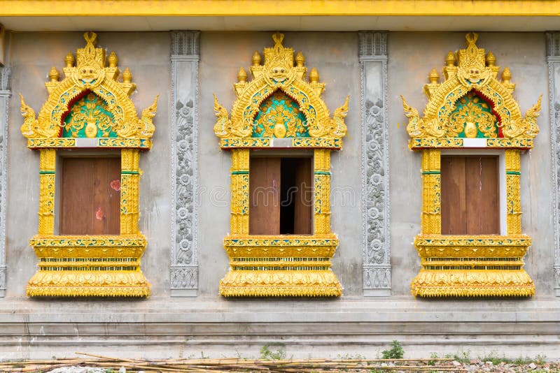 Windows of Thai temple stock photo. Image of monastery - 24141428