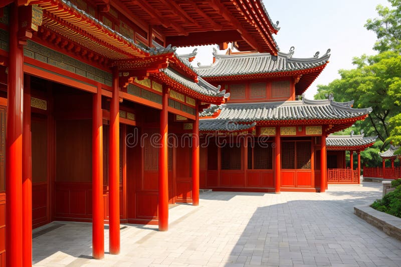 The Windows of Traditional Chinese Architecture. Stock Illustration ...