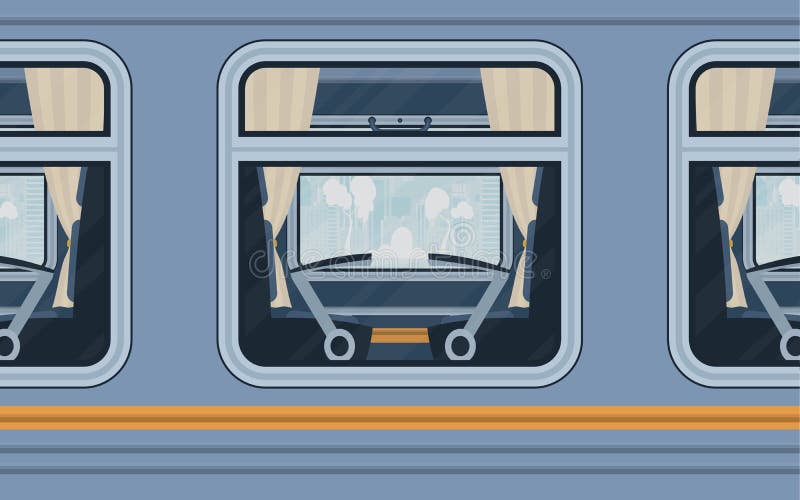 Windows Train. the Train is Shown Outside. Cartoon Style. Flat Style ...