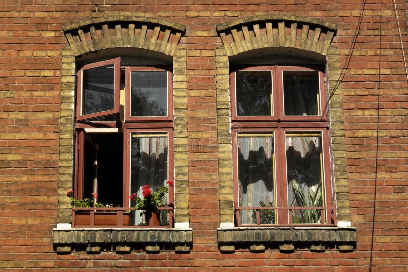 Windows stock photo. Image of brick, outside, facade - 77355254