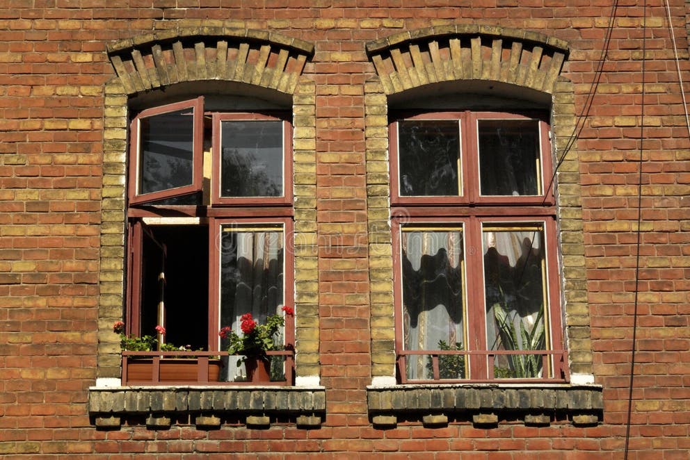 Windows stock photo. Image of brick, outside, facade - 77355254