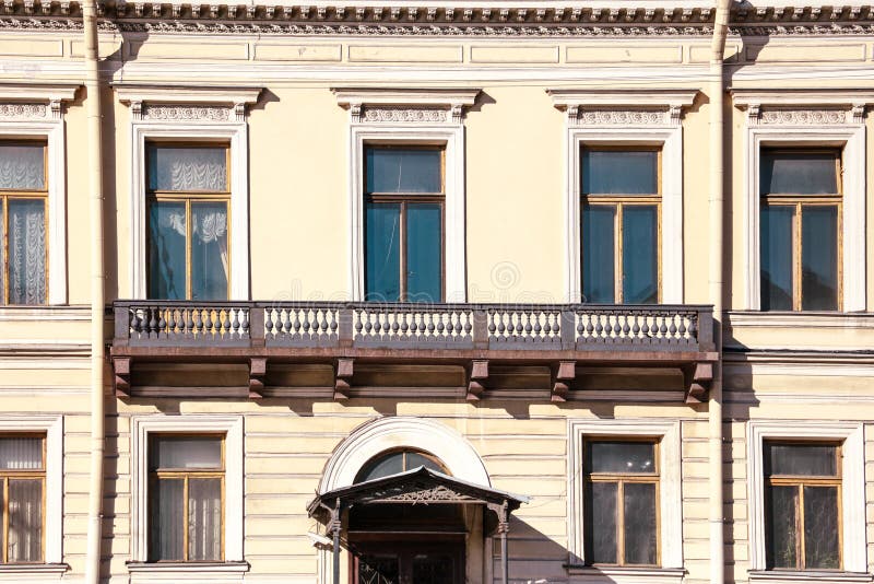 Windows on the Wall of an Old High-rise Building. Stock Image - Image ...