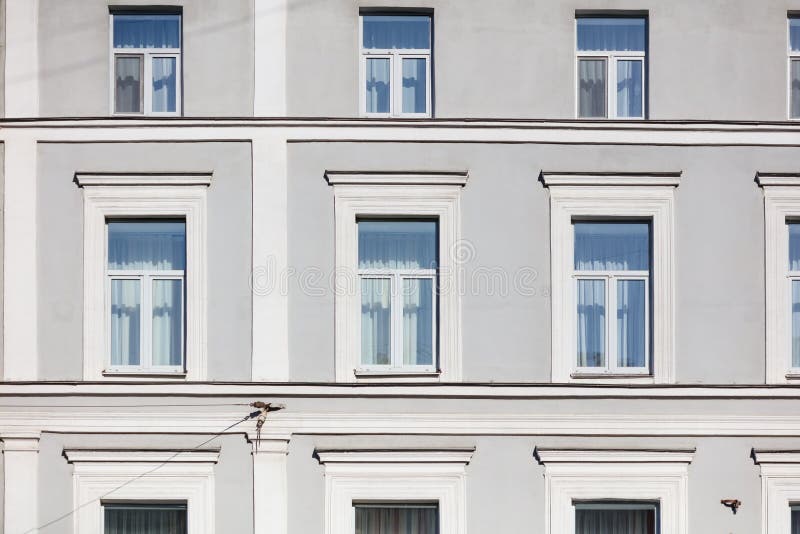 Windows on the Wall of an Old High-rise Building. Stock Image - Image ...