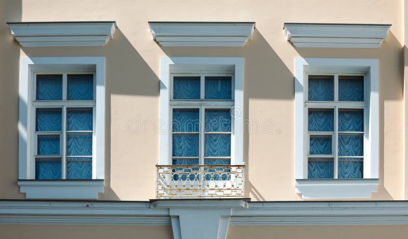 Windows on the Wall of an Old High-rise Building. Stock Photo - Image ...