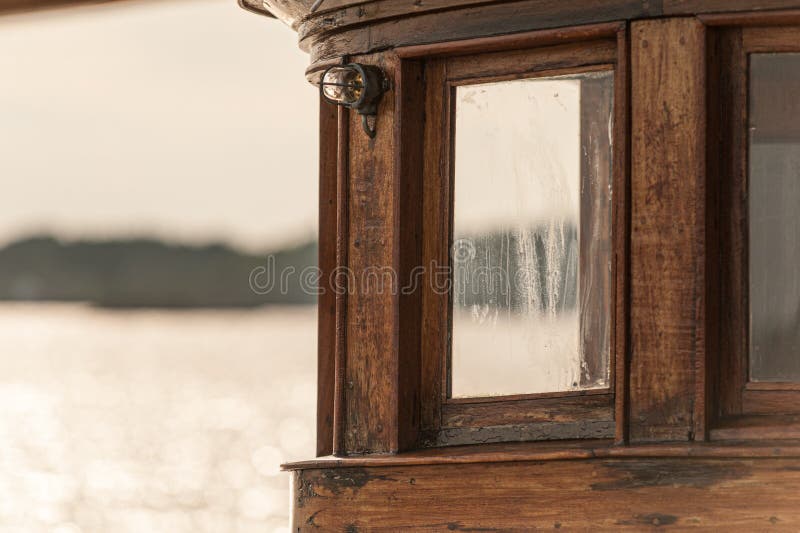 Windows of a Wheelhouse of a Wooden Boat.. Stock Photo - Image of ...