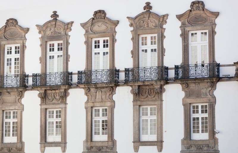 Windows on a white wall stock image. Image of balcony - 47930217