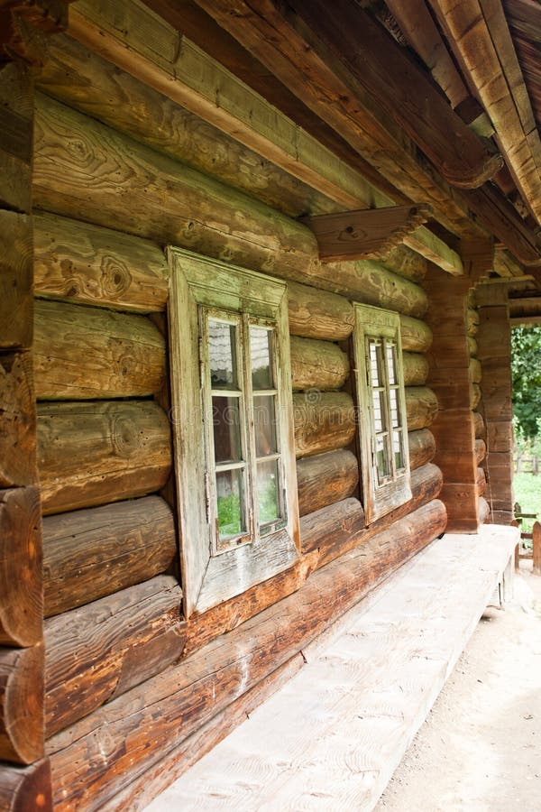 Windows on wooden house stock photo. Image of building - 53554884