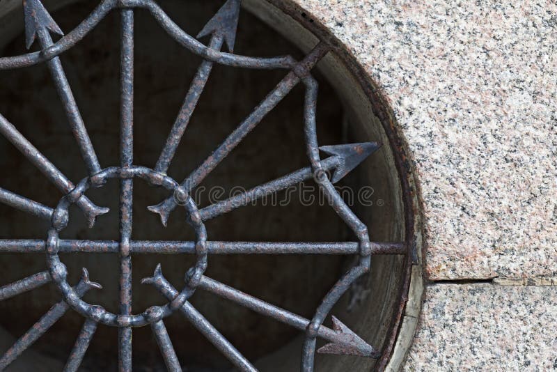 Windows with Wrought Iron Arrows in Front Stock Photo - Image of ...