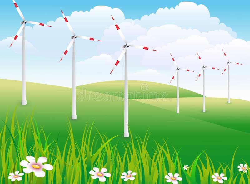 Windpark stock vector. Illustration of windmills, field - 18497837