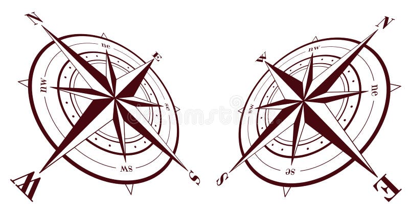 Windroos Die Op Wit Wordt Geïsoleerda Vector Illustratie - Illustration ...