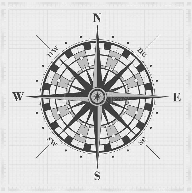 Windroosillustratie vector illustratie. Illustration of roos - 4389596