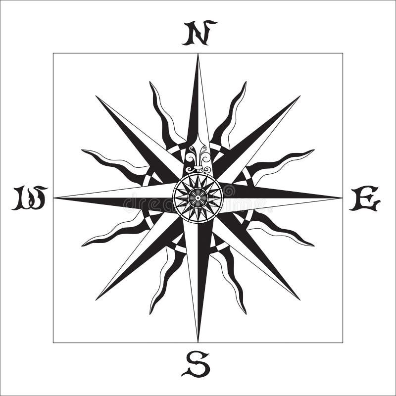 Windrose alt vektor abbildung. Illustration von grad - 13597980