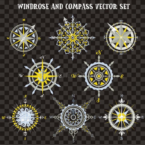 Windrose and Compass Vector Set for Map Builder and Cartography Vector ...
