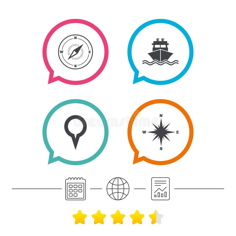 Windrose Navigation Compass, Shipping Delivery. Stock Vector ...