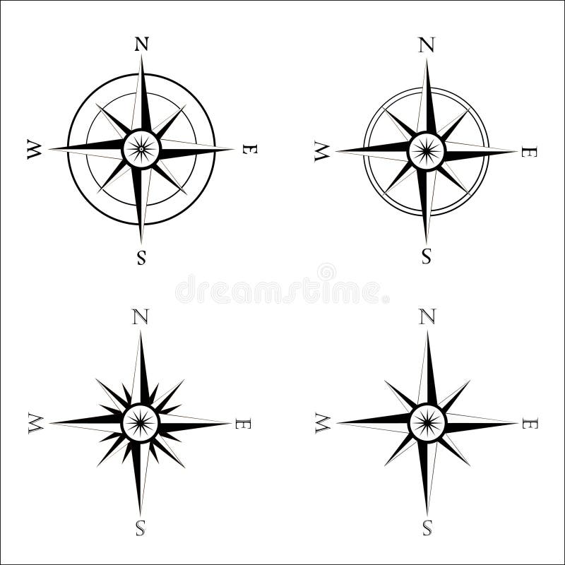 Windrose Navigation Icons. Compass Symbols. Vector Stock Vector ...
