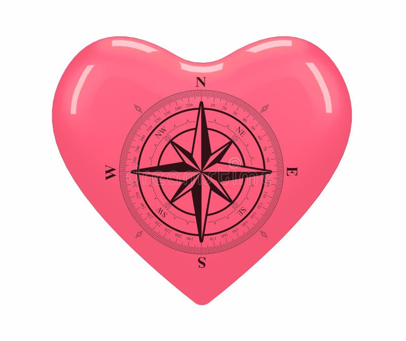 WINDROSE is Situated in the Center of the Red Heart Stock Photo - Image ...