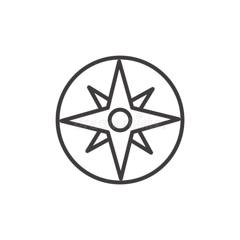 WINDROSE Stroke Icon in Black Stock Vector - Illustration of compass ...
