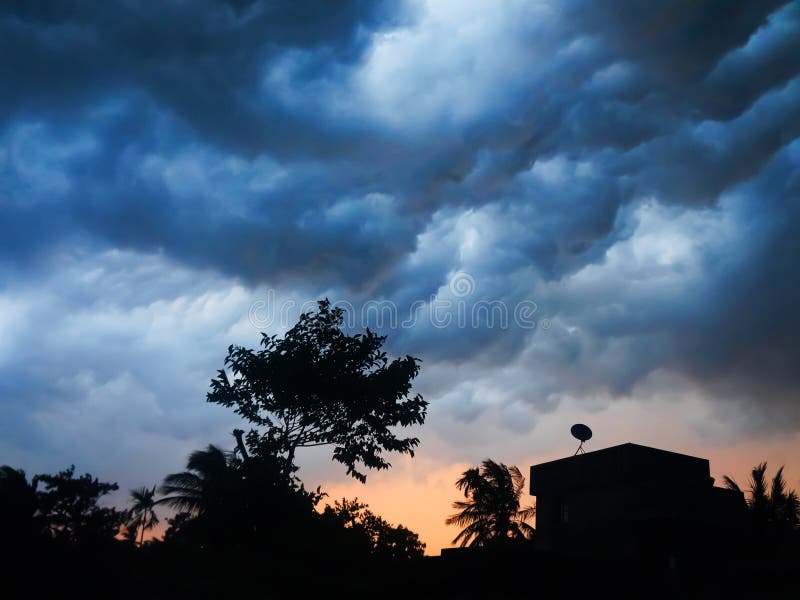 Winds with Dark Clouds before Thunder at Urban Lan Stock Image - Image ...
