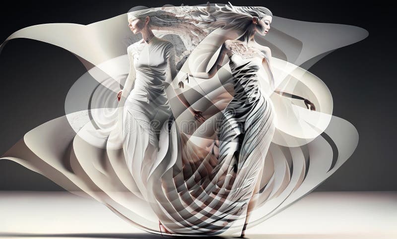 Winds of the Shape of the Twisting and Rotating Full Body White Woman ...