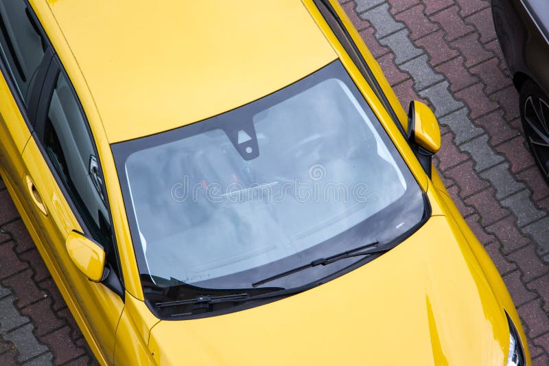 Windscreen with Detail of Rain Sensor for Automatic Wipers on Yellow ...