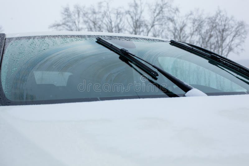 Windscreen of Car with Wipers Up Stock Photo - Image of automobile ...
