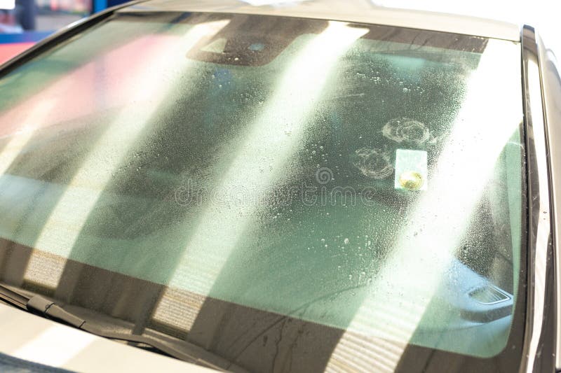 The Windshield of the Car in the Process of Being Washed, after the ...