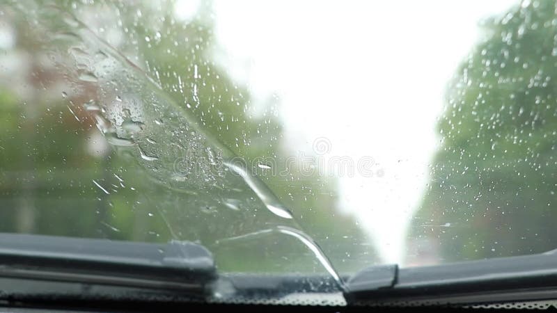 Windshield in the Car at Speed in the Rain, the View from the Passenger ...