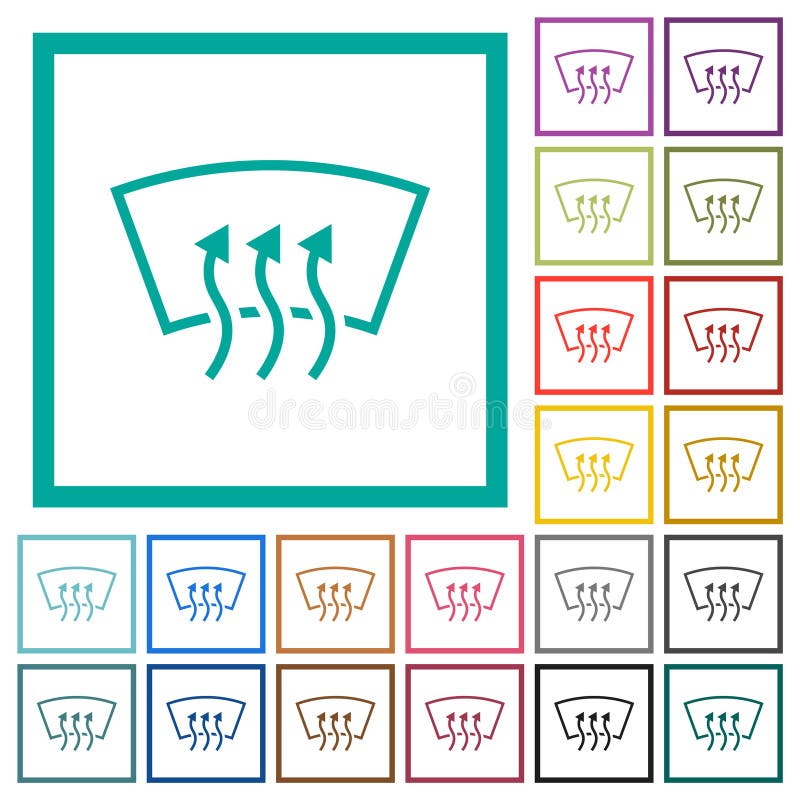 Windshield Defrost Flat Color Icons with Quadrant Frames Stock ...