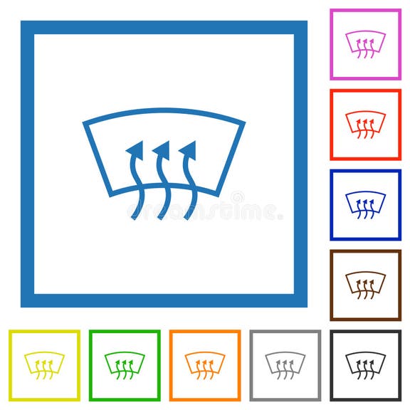 Windshield Defrost Flat Framed Icons Stock Vector - Illustration of ...