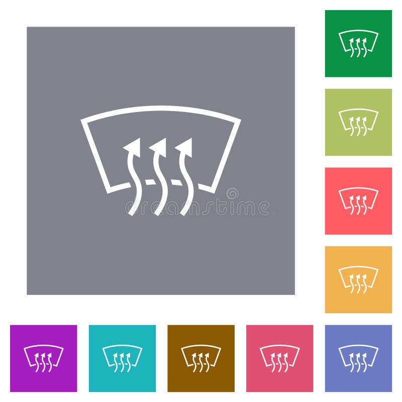 Windshield Defrost Square Flat Icons Stock Vector - Illustration of ...