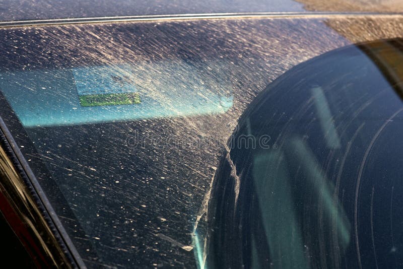 The Windshield Dirty Car Splashed. Stock Image - Image of drop ...
