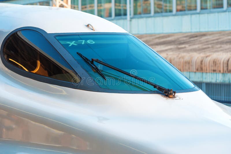 Windshield of High-speed Train, Odawara, Japan. Copy Space for Text ...