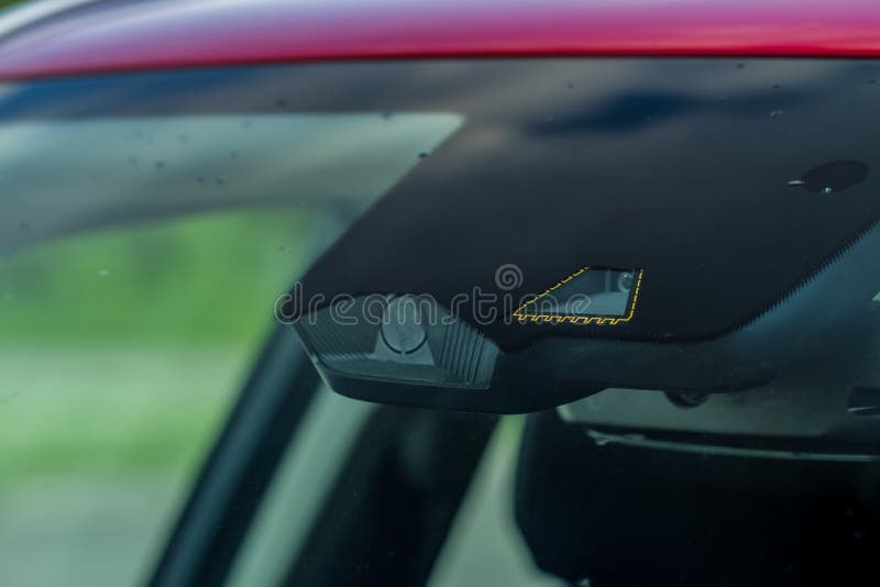 Windshield Rain and Light Sensors of Modern Car. Stock Image - Image of ...