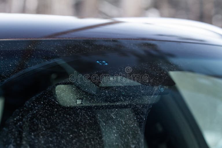 Windshield Rain and Light Sensors of Modern Car. Stock Image - Image of ...