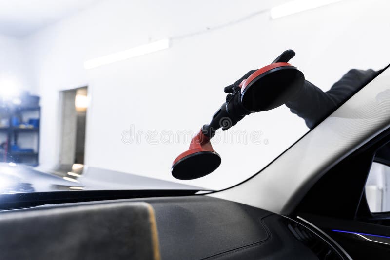 Windshield Replacement Using Lifting Tools that Grip Glass Securely ...
