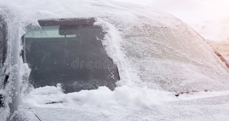 Windshield in the snow stock image. Image of objects - 122341909