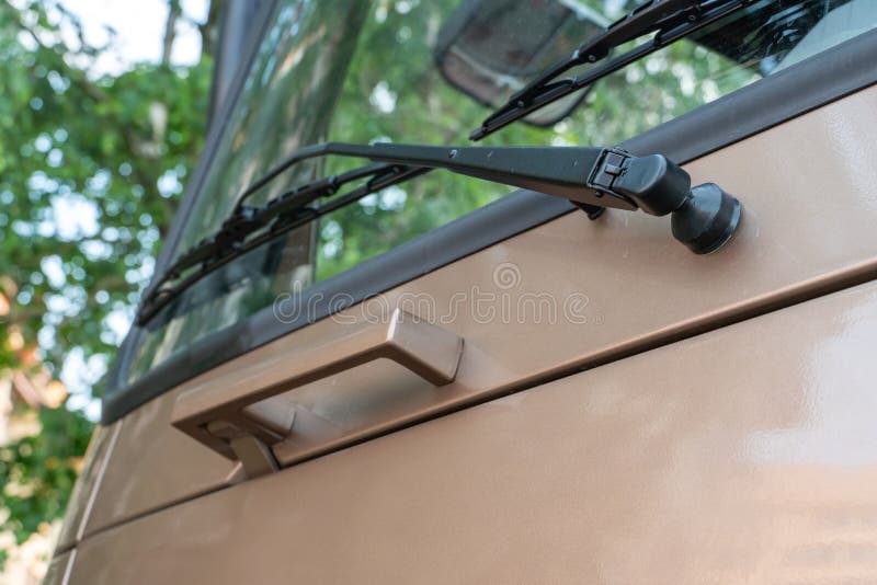 The Windshield of the Truck. a New Modern Truck in the Parking Lot ...